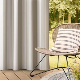 Bilderwelten Outdoor Vorhang nach Ma&szlig; blickdicht beige Sonnenschutz modern mit &Ouml;sen - L&auml;ngsstreifen in Meersand - Streifen Balkon Pergola