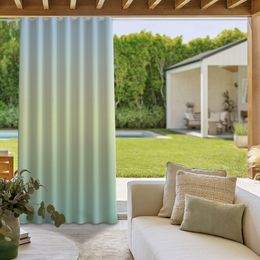 Outdoor Vorhang nach Ma&szlig; blickdicht - Mint Farbverlauf - pastell Sonnenschutz Abstrakt mit &Ouml;sen wetterfest Balkon Pergola