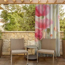 Outdoor Vorhang nach Ma&szlig; blickdicht - Mohnblumen im Sommerwind - rot Blumen modern Aquarell Mohn Balkon Pergola