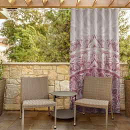 Outdoor Vorhang nach Ma&szlig; blickdicht - Mandala Aquarell Ornament halbkreis rot - rosa Spirituell Orientalisch Aquarell Ornamente Balkon Pergola