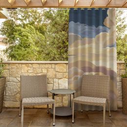 Outdoor Vorhang nach Ma&szlig; blickdicht - Handgemaltes Wolkenmeer in Pastell - beige originell modern mit &Ouml;sen Himmel Balkon Pergola