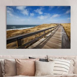 Bilderwelten Akustikbild Strand beige Motiv Schallschutzbild - Nordseespaziergang - Himmel Wohnzimmer Schlafzimmer