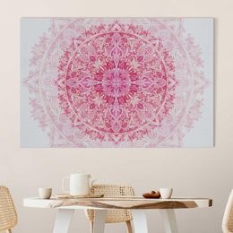 Bilderwelten Akustikbild Spirituell pink modern Aquarell - Mandala Aquarell Ornament pink - Ornamente Wohnzimmer Schlafzimmer