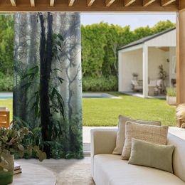 Outdoor Vorhang nach Ma&szlig; blickdicht - Monteverde Nebelwald - gr&uuml;n Wald Motiv mit &Ouml;sen B&auml;ume Balkon Pergola