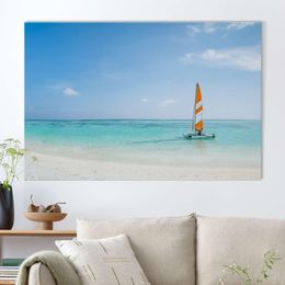 Bilderwelten Akustikbild Strand t&uuml;rkis Tropisch Schallschutzbild - Katamaran auf dem Indischen Ozean - Karibik Wohnzimmer Schlafzimmer