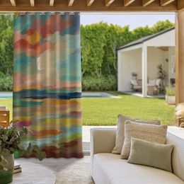 Outdoor Vorhang nach Ma&szlig; blickdicht - Herrlicher Sommer - bunt Natur Abstrakt mit &Ouml;sen Landschaft Balkon Pergola