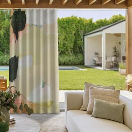 Outdoor Vorhang nach Ma&szlig; blickdicht - Klangspiel in Fuchsia I - gelb originell Abstrakt mit &Ouml;sen wetterfest Balkon Pergola