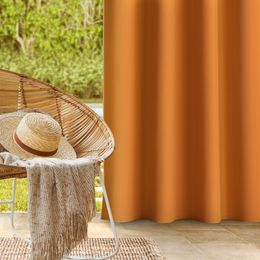 Bilderwelten Outdoor Vorhang nach Ma&szlig; blickdicht orange Sonnenschutz Unifarben mit &Ouml;sen - Mango - wetterfest Balkon Pergola