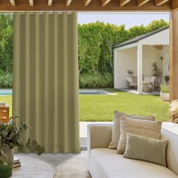 Outdoor Vorhang nach Ma&szlig; blickdicht - Mellow Matcha - gr&uuml;n Sonnenschutz Unifarben mit &Ouml;sen wetterfest Balkon Pergola