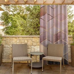Outdoor Vorhang nach Ma&szlig; blickdicht - Rosa Grau goldene Geometrie - rosa originell Abstrakt Aquarell Geometrisch Balkon Pergola