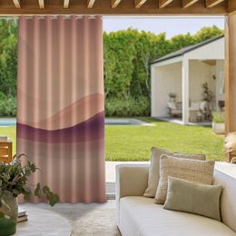 Outdoor Vorhang nach Ma&szlig; blickdicht - Pfirsichfarbener Verlauf - rosa Sonnenschutz Abstrakt mit &Ouml;sen wetterfest Balkon Pergola
