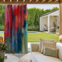 Outdoor Vorhang nach Ma&szlig; blickdicht - M&auml;rz Regenbogen - bunt originell Abstrakt mit &Ouml;sen wetterfest Balkon Pergola