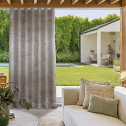Outdoor Vorhang nach Ma&szlig; blickdicht - Kraniche auf Waldlichtung - weiss Wald Vintage mit &Ouml;sen B&auml;ume Balkon Pergola