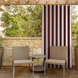 Outdoor Vorhang nach Ma&szlig; blickdicht - L&auml;ngsstreifen in Dunkel Rot - rot Sonnenschutz modern mit &Ouml;sen Streifen Balkon Pergola