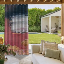 Outdoor Vorhang nach Ma&szlig; blickdicht - Rosa Sturm mit Gold - rosa originell Abstrakt mit &Ouml;sen wetterfest Balkon Pergola