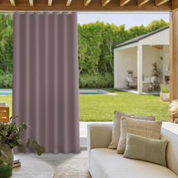 Outdoor Vorhang nach Ma&szlig; blickdicht - Feminine Fig - violett Sonnenschutz Unifarben mit &Ouml;sen wetterfest Balkon Pergola