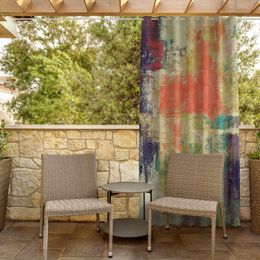 Outdoor Vorhang nach Ma&szlig; blickdicht - Rummel der Farben - bunt originell Abstrakt mit &Ouml;sen wetterfest Balkon Pergola