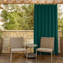 Outdoor Vorhang nach Ma&szlig; blickdicht - Piniengr&uuml;n - gr&uuml;n Sonnenschutz Unifarben mit &Ouml;sen wetterfest Balkon Pergola