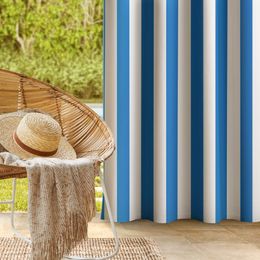 Bilderwelten Outdoor Vorhang nach Ma&szlig; blickdicht blau Strand maritim mit &Ouml;sen - L&auml;ngsstreifen in Enzian - Streifen Balkon Pergola