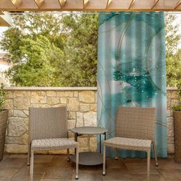 Bilderwelten Outdoor Vorhang nach Ma&szlig; blickdicht t&uuml;rkis originell Abstrakt Aquarell - Magischer goldener Sternenhimmel II - Himmel Balkon Pergola