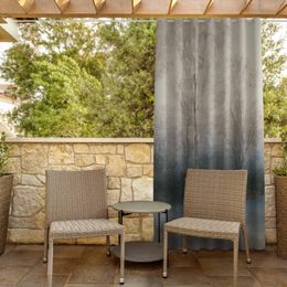 Outdoor Vorhang nach Ma&szlig; blickdicht - Letzter Herbsttag I - blau Wald modern mit &Ouml;sen B&auml;ume Balkon Pergola