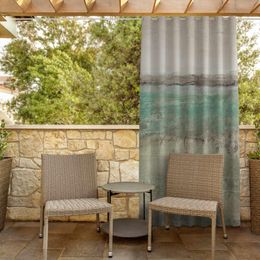 Bilderwelten Outdoor Vorhang nach Ma&szlig; blickdicht t&uuml;rkis originell Abstrakt mit &Ouml;sen - Horizont &uuml;ber T&uuml;rkis I - wetterfest Balkon Pergola
