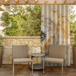 Outdoor Vorhang nach Ma&szlig; blickdicht - Pusteblume mit fliegenden Samen - gelb Blumen modern mit &Ouml;sen Pusteblume Balkon Pergola