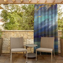Outdoor Vorhang nach Ma&szlig; blickdicht - Himmel &uuml;ber K&uuml;ste - blau Strand Abstrakt mit &Ouml;sen Himmel Balkon Pergola