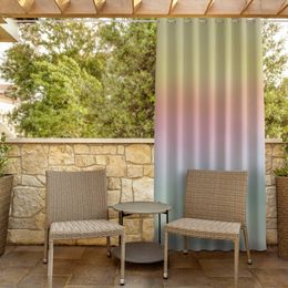 Outdoor Vorhang nach Ma&szlig; blickdicht - Regenbogen Wasserfarben - bunt Sonnenschutz Illustration mit &Ouml;sen Regenbogen Balkon Pergola