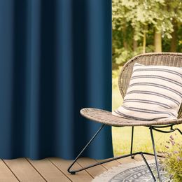 Bilderwelten Outdoor Vorhang nach Ma&szlig; blickdicht blau Sonnenschutz Unifarben mit &Ouml;sen - Preussisch-Blau - wetterfest Balkon Pergola