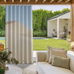Outdoor Vorhang nach Ma&szlig; blickdicht - Sandh&uuml;gel - beige Strand Motiv mit &Ouml;sen W&uuml;ste Balkon Pergola
