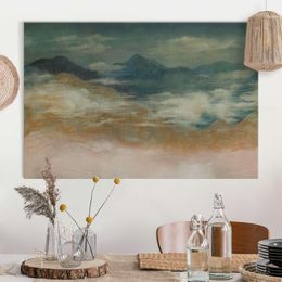 Bilderwelten Akustikbild Natur braun Vintage Schallschutzbild - Himmelhohe Berglandschaft - Asia Wohnzimmer Schlafzimmer