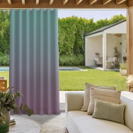 Outdoor Vorhang nach Ma&szlig; blickdicht - Mint-Violett Farbverlauf - pastell Sonnenschutz Abstrakt mit &Ouml;sen wetterfest Balkon Pergola