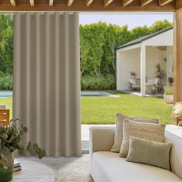 Outdoor Vorhang nach Ma&szlig; blickdicht - Pumpkin Seed - gr&uuml;n Sonnenschutz Unifarben mit &Ouml;sen wetterfest Balkon Pergola