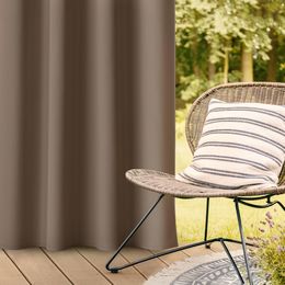 Bilderwelten Outdoor Vorhang nach Ma&szlig; blickdicht beige Sonnenschutz Unifarben mit &Ouml;sen - Mocca - wetterfest Balkon Pergola