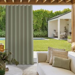 Outdoor Vorhang nach Ma&szlig; blickdicht - Sane Sage - gr&uuml;n Sonnenschutz Unifarben mit &Ouml;sen wetterfest Balkon Pergola