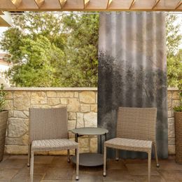 Outdoor Vorhang nach Ma&szlig; blickdicht - Schwalben &uuml;ber Baumkronen - gr&uuml;n Wald Vintage mit &Ouml;sen B&auml;ume Balkon Pergola