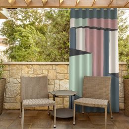 Outdoor Vorhang nach Ma&szlig; blickdicht - Schatten der W&auml;nde III - bunt originell Abstrakt mit &Ouml;sen wetterfest Balkon Pergola
