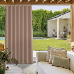 Outdoor Vorhang nach Ma&szlig; blickdicht - Icy Chocolate - braun Sonnenschutz Unifarben mit &Ouml;sen wetterfest Balkon Pergola