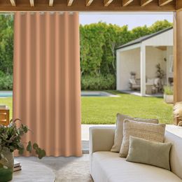 Outdoor Vorhang nach Ma&szlig; blickdicht - Pfirsich - orange Sonnenschutz Unifarben mit &Ouml;sen wetterfest Balkon Pergola