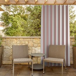 Outdoor Vorhang nach Ma&szlig; blickdicht - L&auml;ngsstreifen in Altrosa - rosa Sonnenschutz modern mit &Ouml;sen Streifen Balkon Pergola