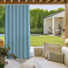 Outdoor Vorhang nach Ma&szlig; blickdicht - Pastellblau - blau Sonnenschutz Unifarben mit &Ouml;sen wetterfest Balkon Pergola