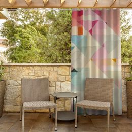 Outdoor Vorhang nach Ma&szlig; blickdicht - Pastellfarbene Dreiecke - bunt originell Abstrakt mit &Ouml;sen wetterfest Balkon Pergola