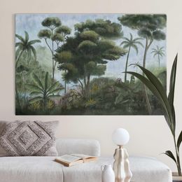 Bilderwelten Akustikbild Wald gr&uuml;n Tropisch Schallschutzbild - Karibischer Dschungel - B&auml;ume Wohnzimmer Schlafzimmer