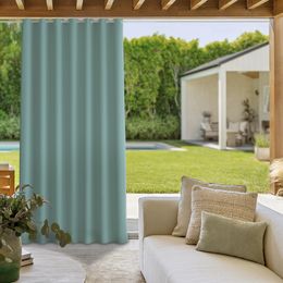 Outdoor Vorhang nach Ma&szlig; blickdicht - Pastellt&uuml;rkis - t&uuml;rkis Sonnenschutz Unifarben mit &Ouml;sen wetterfest Balkon Pergola