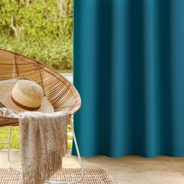 Bilderwelten Outdoor Vorhang nach Ma&szlig; blickdicht petrol Sonnenschutz Unifarben mit &Ouml;sen - Petrol - wetterfest Balkon Pergola