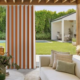 Outdoor Vorhang nach Ma&szlig; blickdicht - L&auml;ngsstreifen in Orange - orange Sonnenschutz modern mit &Ouml;sen Streifen Balkon Pergola