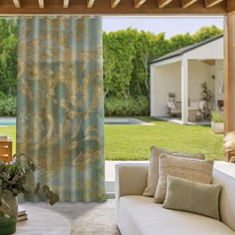 Bilderwelten Outdoor Vorhang nach Ma&szlig; blickdicht gold originell Vintage mit &Ouml;sen - Marokkanische Collage in Gold und T&uuml;rkis - Ornamente Balkon Pergola