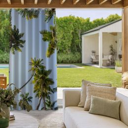 Outdoor Vorhang nach Ma&szlig; blickdicht - Palmen Himmel - gr&uuml;n Natur Motiv mit &Ouml;sen Himmel Balkon Pergola
