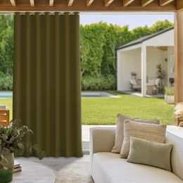 Outdoor Vorhang nach Ma&szlig; blickdicht - Olive Gr&uuml;n - gr&uuml;n Sonnenschutz Unifarben mit &Ouml;sen wetterfest Balkon Pergola